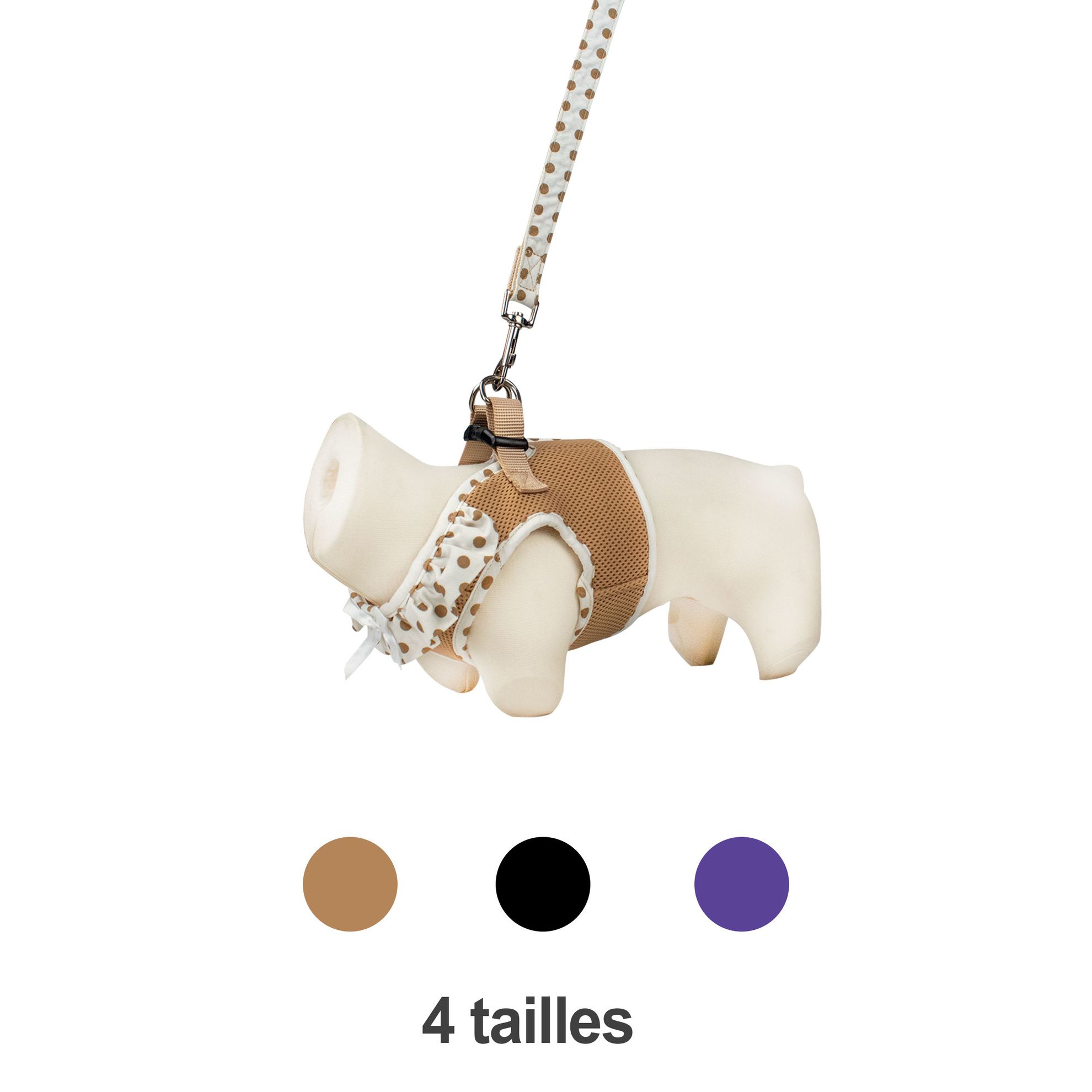 Ensemble Harnais air mesh et laisse pois - Sellerie pour chien en nylon - Chadog Diffusion
